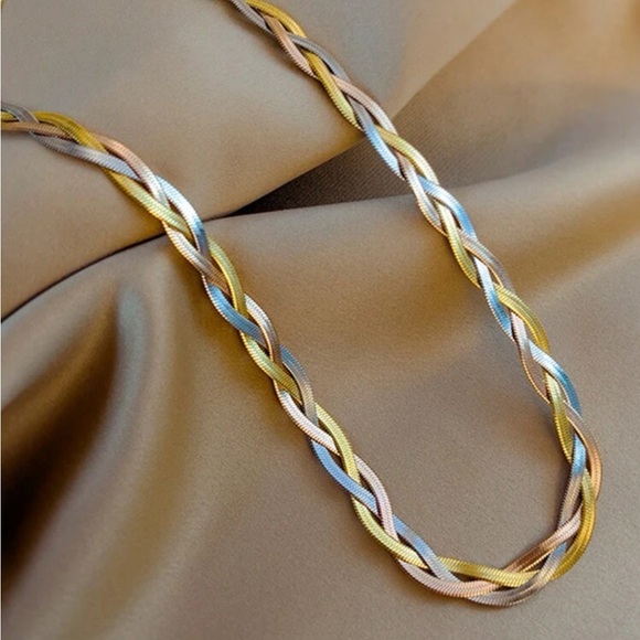Jewelry | Stainless Steel Tricolor Braided Necklace | Poshmark